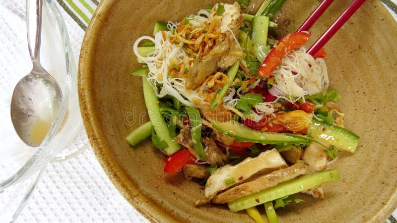 Saigon Noodle Salad with Spoon Stock Image - Image of spoon, sauce ...