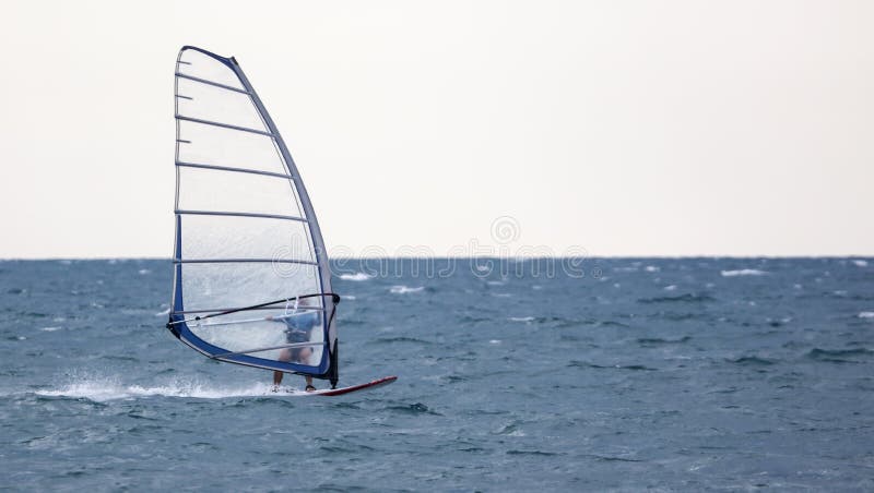 The Sail on the Board Floats in the Sea Stock Photo - Image of outdoor ...