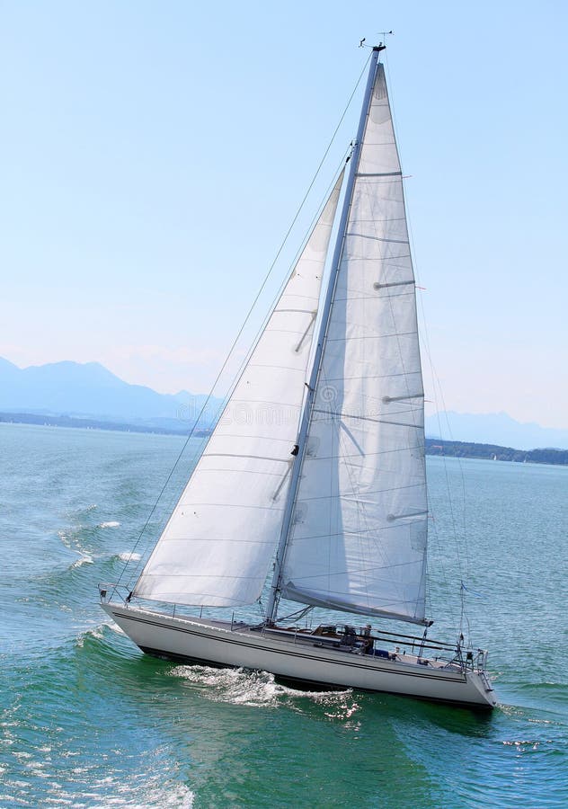 Sailboat without Sails on Lake Washington Stock Photo - Image of people ...