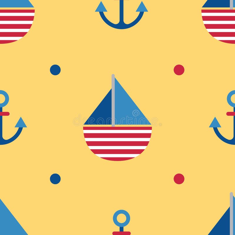 Sail Boat and Anchor Background. Vector Illustration Decorative Design ...