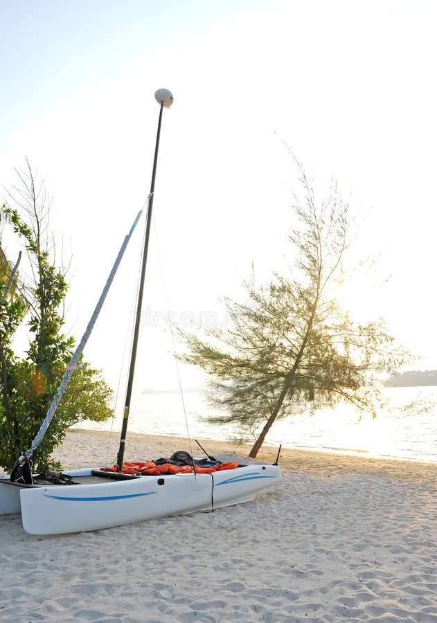Sail boat on beach stock image. Image of luxury, paradise - 25802615