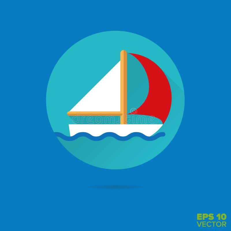 Sail Boat Flat Design Vector Icon Stock Vector - Illustration of icon ...
