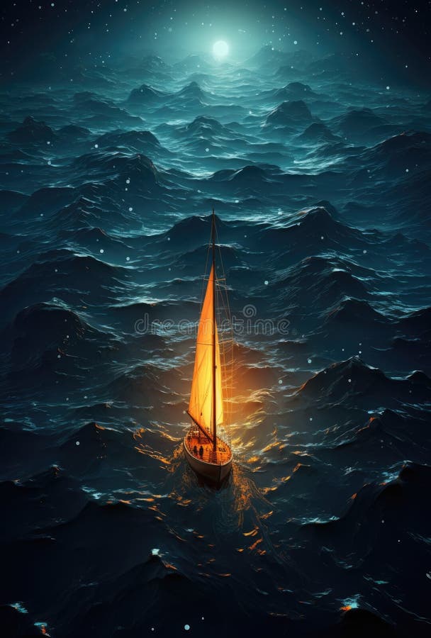 A Sail Boat Floating in the Ocean Stock Photo - Image of regatta, blue ...