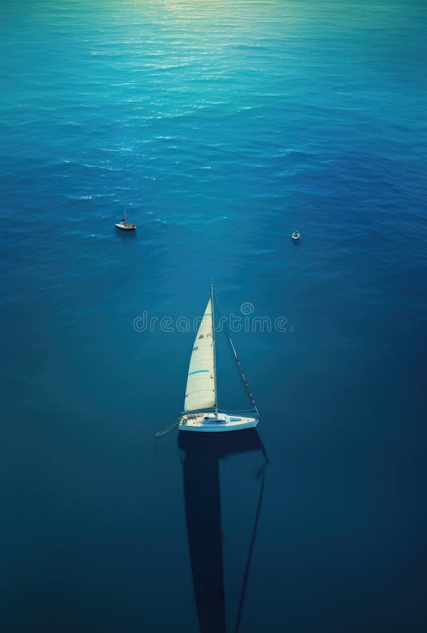 A Sail Boat Floating in the Ocean Stock Photo - Image of tropical ...