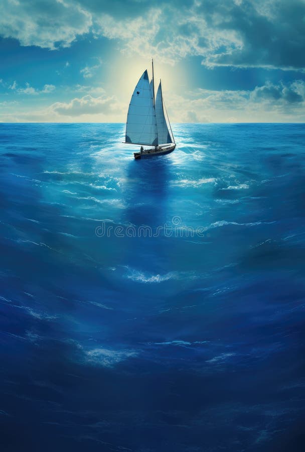 A Sail Boat Floating in the Ocean Stock Image - Image of summer ...
