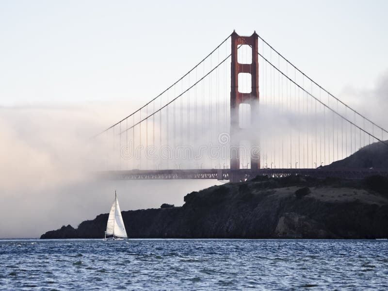 Sail Boat and the Golden Gate Bridge Stock Photo - Image of boating ...