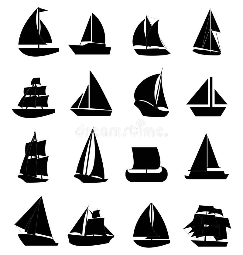 Sail Boat Black White Stock Illustrations – 10,775 Sail Boat Black ...