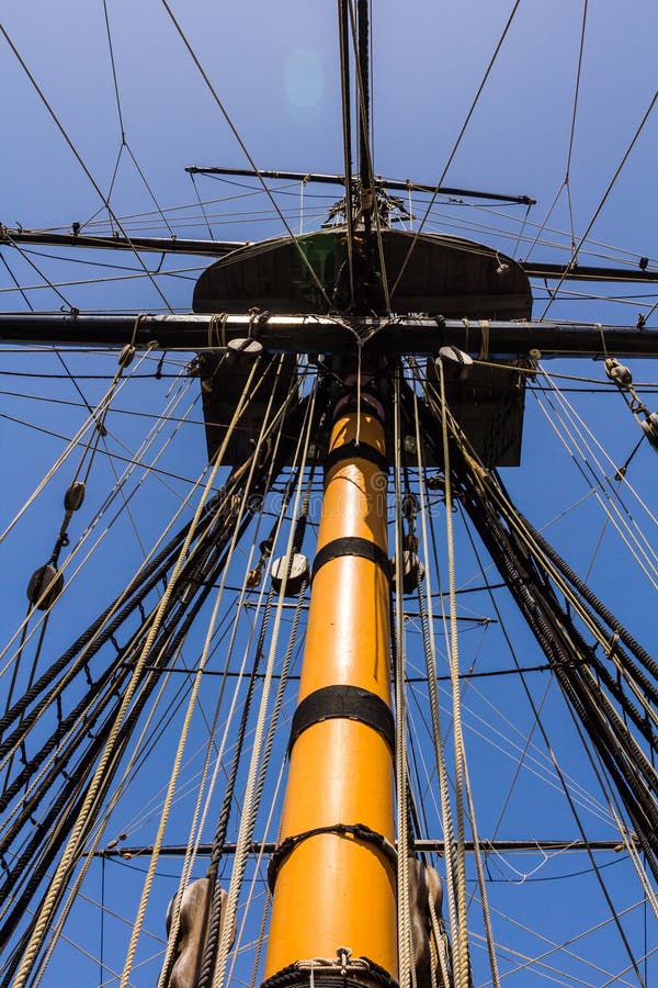 Boat Mast with Furled Sails Stock Photo - Image of rope, mast: 1214524