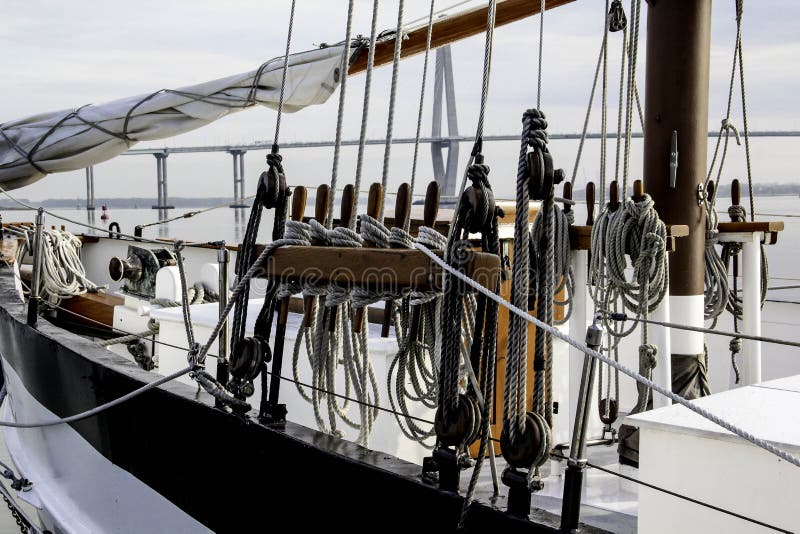 Ropes on a sail boat stock image. Image of maritime, cable - 16660033