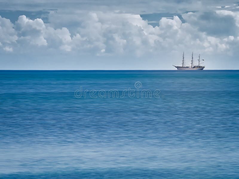 Sail Boat Sailing on Calm Blue Sea Water Stock Image - Image of ...