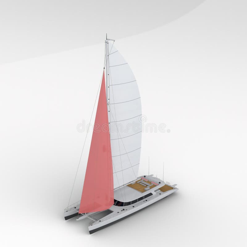 The Sail Boat is Sitting on a White Surface, 3d Rendering Stock ...
