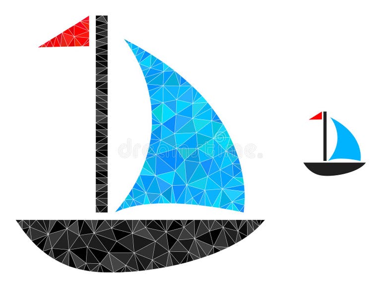 Sail Boat Triangle Lowpoly Flat Icon Stock Vector - Illustration of ...