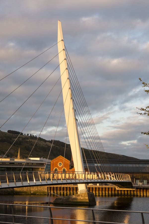 Sail Bridge, Swansea in Evening Sunlight Stock Photo - Image of house ...