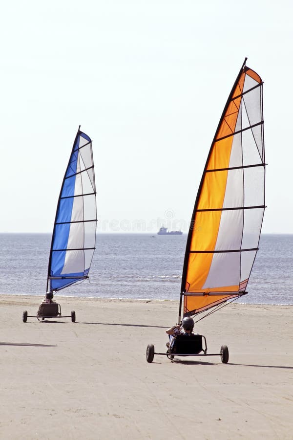 Sail Carts at the Beach in the Netherlands Stock Photo - Image of cart ...