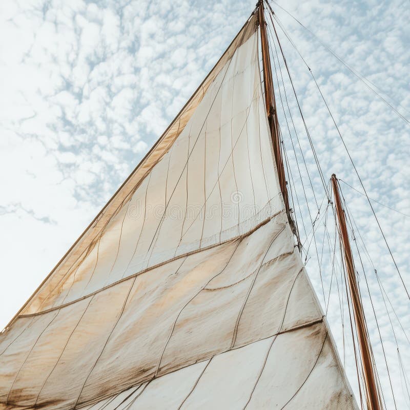 Sail Catching Wind Under a Cloudy Sky at Sunset Stock Photo - Image of ...