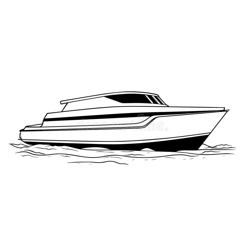 Sail into Creativity with Our Sleek Boat Outline Icon Vector Stock ...