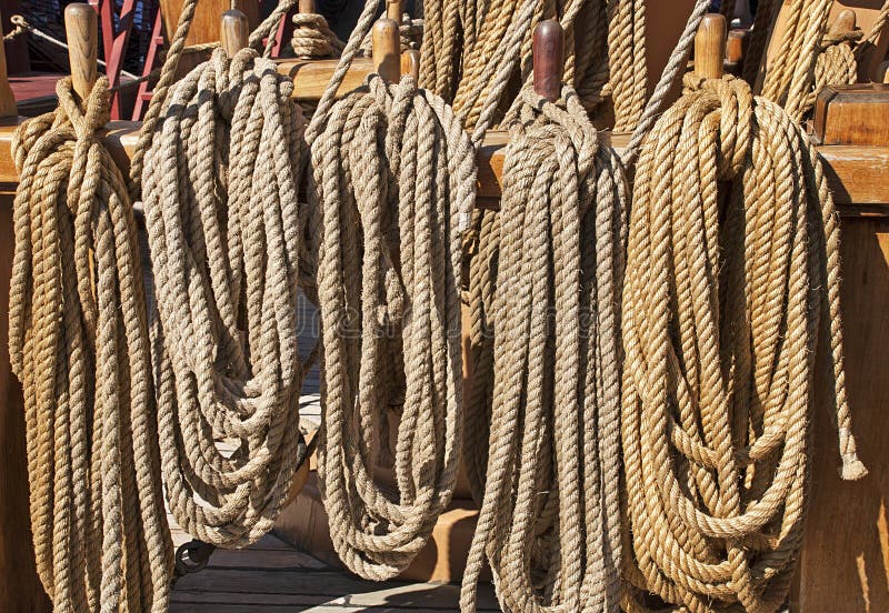 Sail Hoisting Lines on a Square Rigger Stock Image - Image of sailing ...