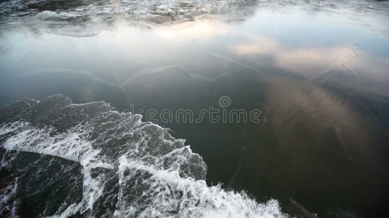 Sail through Ice in River, Which Reflects Forest Stock Footage - Video ...