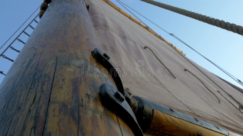 A Sail Mast of the Ship with a Big Cloth for Sailing GH4 4K Stock ...