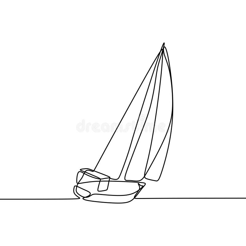 Sail One Line Drawing Continuous Lineart Design Minimalist Style Stock ...