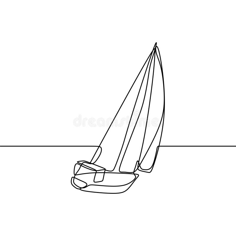 Sail One Line Drawing Continuous Lineart Design Minimalist Style Stock ...