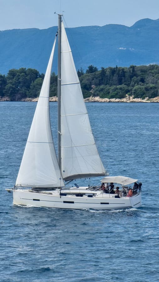 Sail Sailing Ship on the Blue Sea in Greece Editorial Stock Photo ...