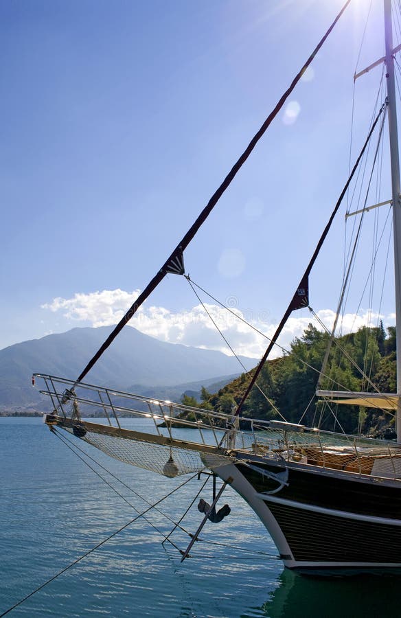 Sail ship front stock image. Image of mountain, cruise - 16580837