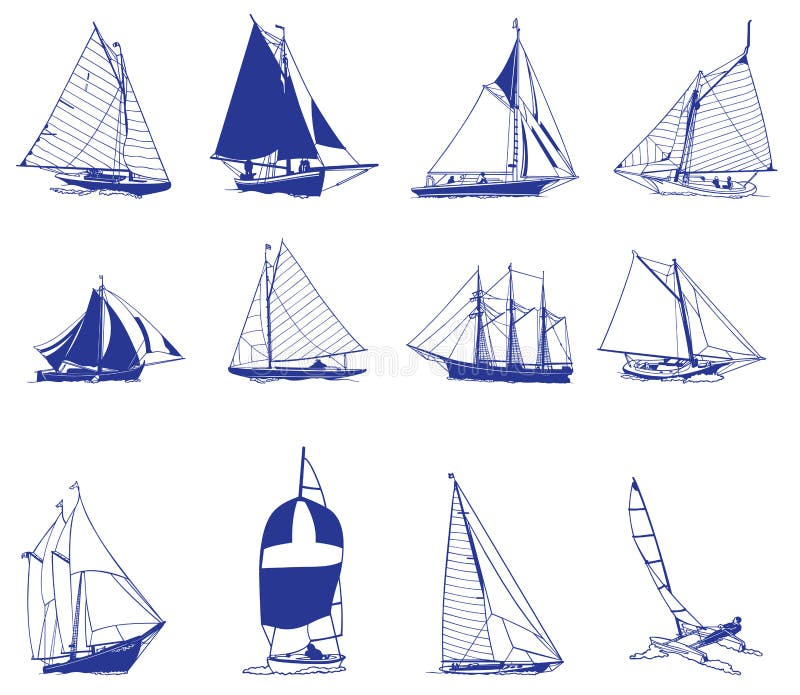 Vintage sailing boats stock vector. Illustration of reflecting - 18390881