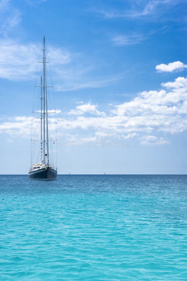 Sailboat anchored stock photo. Image of nature, mallorca - 128459736