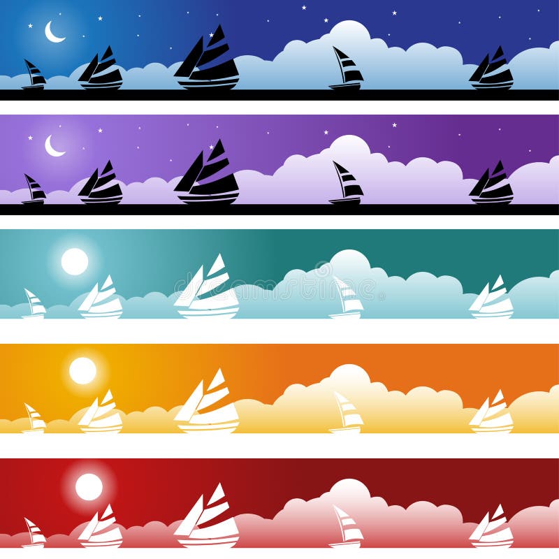 Ocean banners stock vector. Illustration of cloud, boat - 14183614