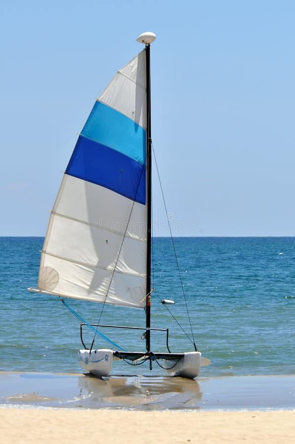 Sail Boat on a Brazilian Beach Stock Photo - Image of boat, tranquil ...