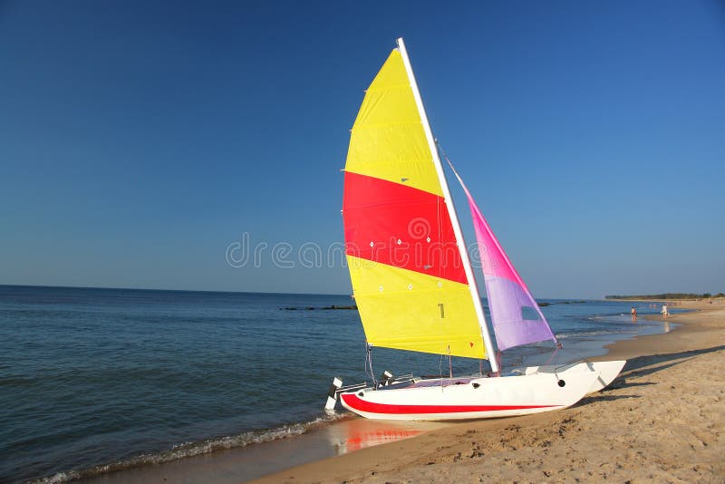 Sailboat on the beach stock photo. Image of transportation - 3255236
