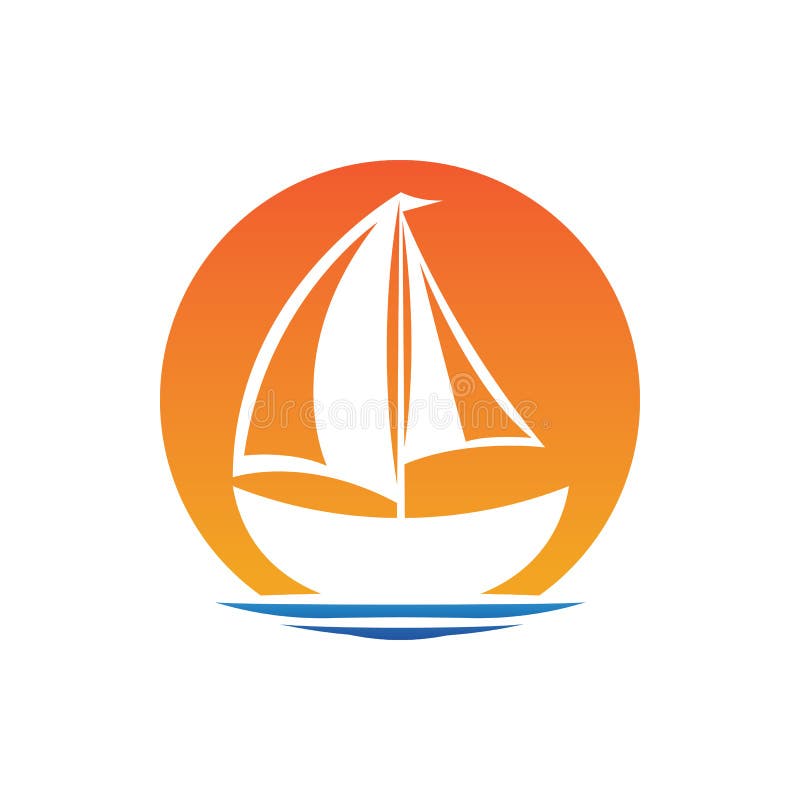 Sailboat Boat on Sea Ocean Wave with Logo Design Stock Vector ...