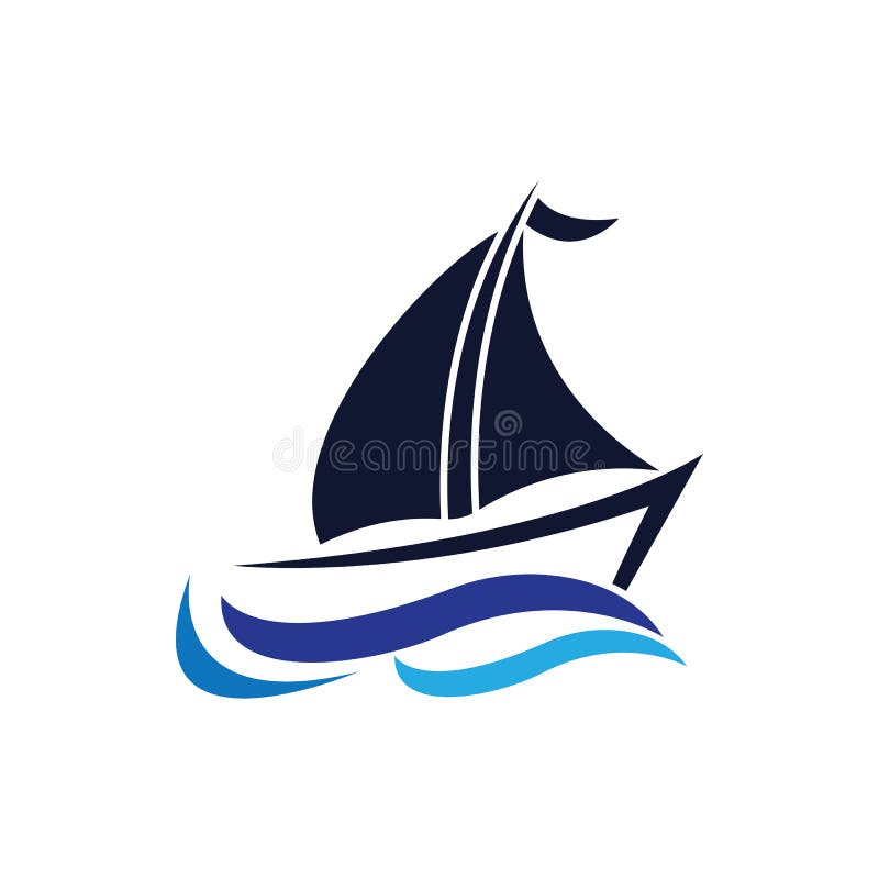 Sailboat Boat on Sea Ocean Wave with Logo Design Stock Vector ...