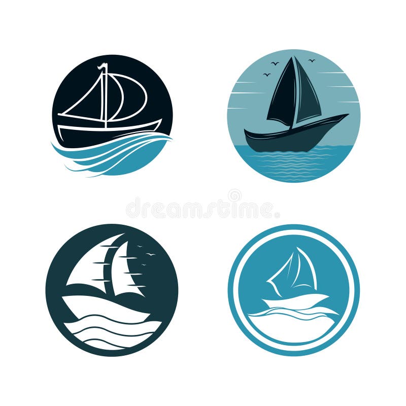 Sailboat Boat on Sea Ocean Wave with Logo Design Stock Vector ...