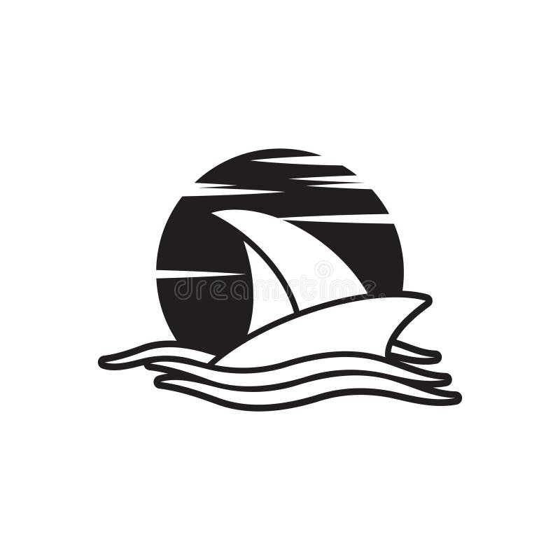 Sailboat Boat on Sea Ocean Wave with Logo Design Stock Vector ...