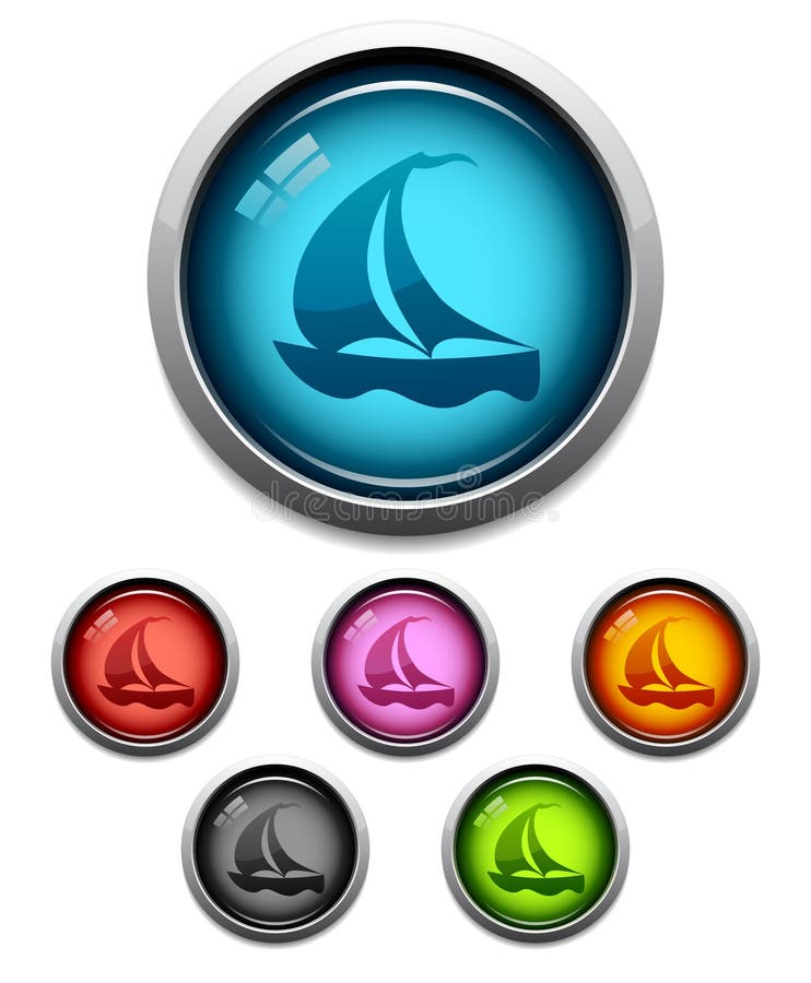 Sailboat button icon stock vector. Illustration of boat - 6248758
