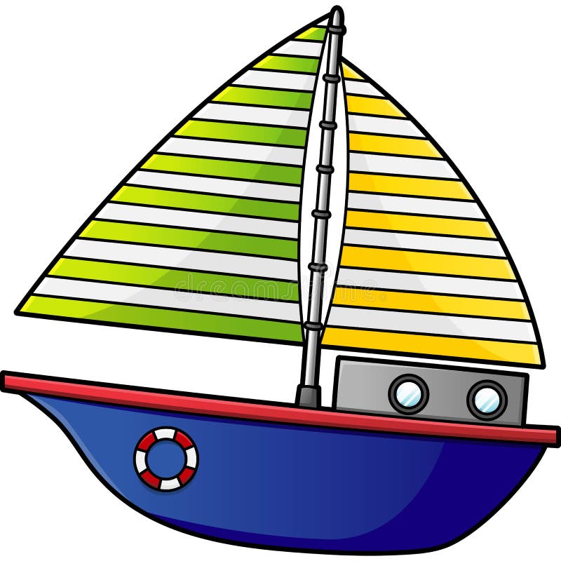 Sailboat Cartoon Clipart Colored Illustration Stock Vector ...