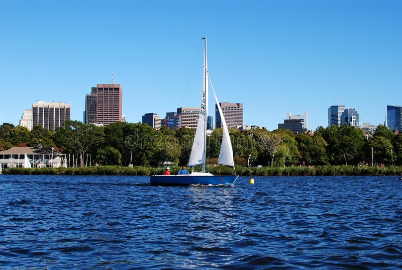 Sailboat on Charles River, Boston, MA Stock Image - Image of water ...