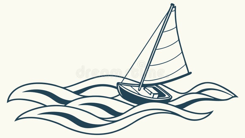 Sailboat on Choppy Waves Illustration, Vector Design Generative AI ...
