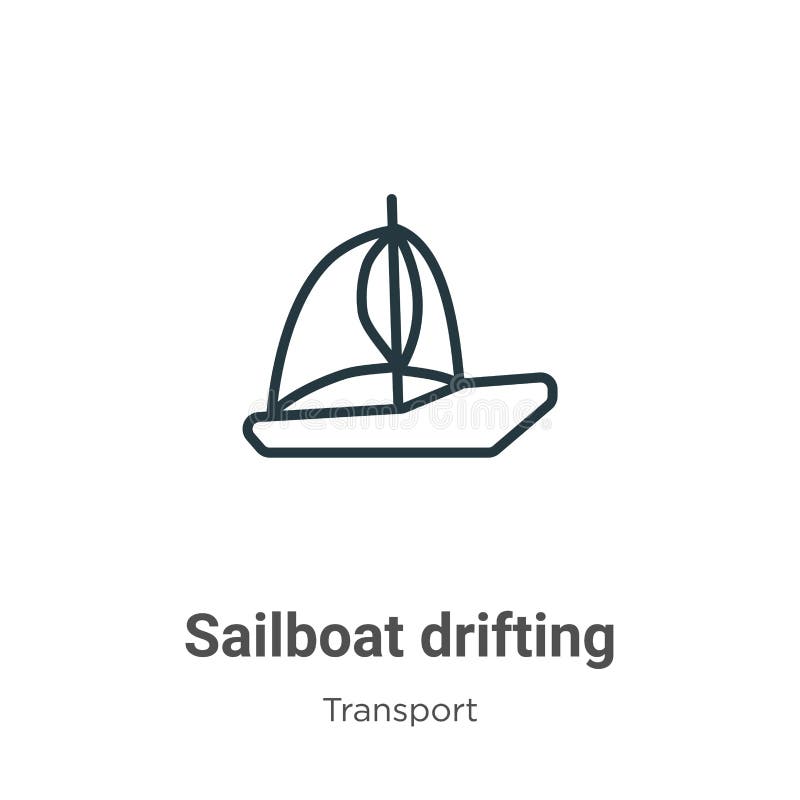 Sailboat Drifting Outline Vector Icon. Thin Line Black Sailboat Drifting Icon, Flat Vector ...