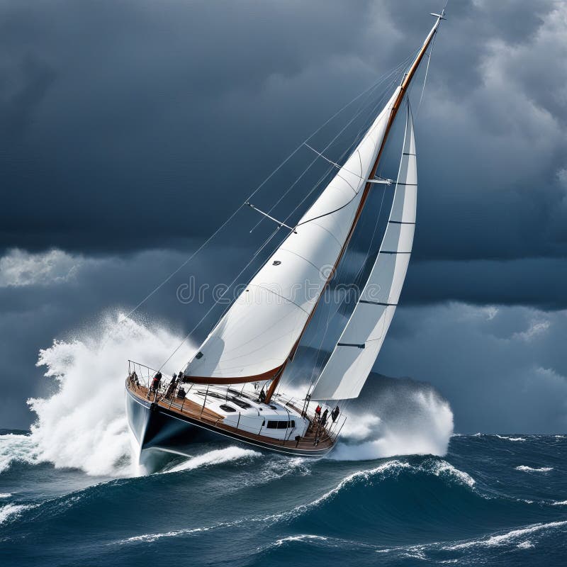 Sailboat Engaged in a Sudden Maneuver Stock Illustration - Illustration ...