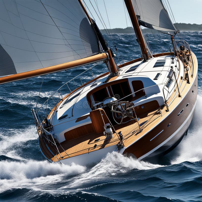 Sailboat Engaged in a Sudden Maneuver Stock Illustration - Illustration ...