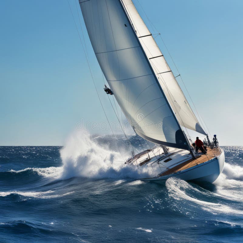 Sailboat Engaged in a Sudden Maneuver Stock Illustration - Illustration ...