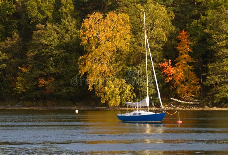Sailboat in fall. stock photo. Image of colorful, outdoors - 16338902