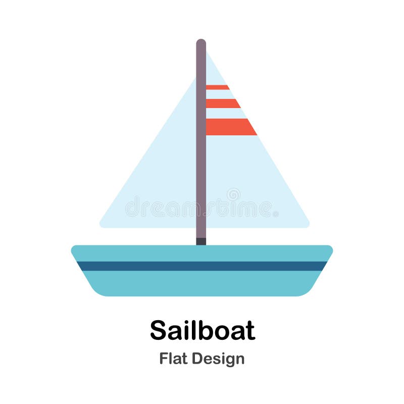 Sailboat Flat Illustration stock vector. Illustration of ship - 123702607