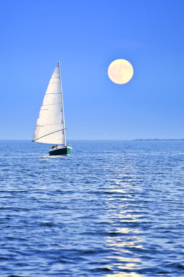 Sailboat at full moon stock photo. Image of night, tranquility - 6614714