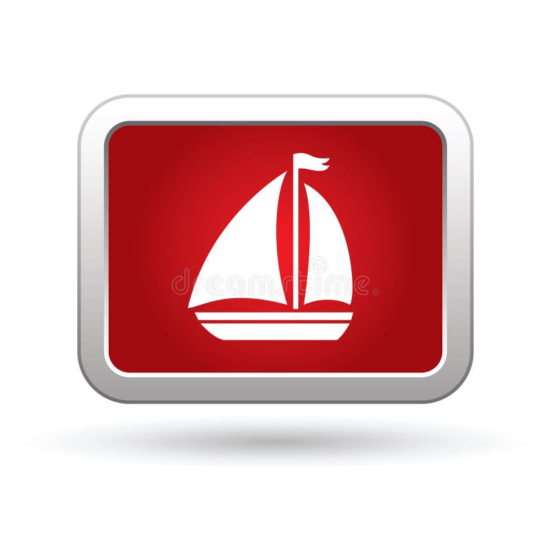 Sailboat Icon on the Button Stock Vector - Illustration of symbol, blue ...