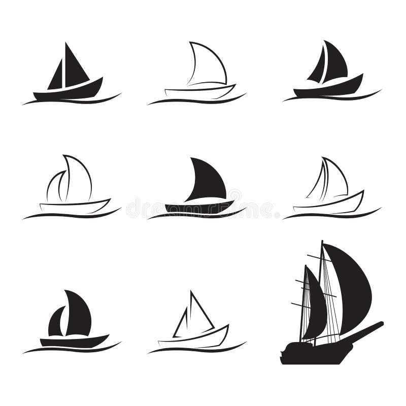 Sailboat icons stock illustration. Illustration of symbol - 98665557
