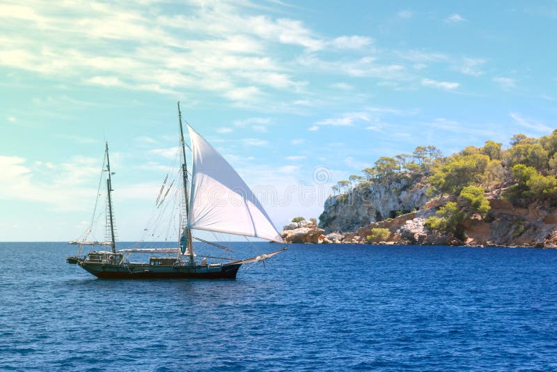 Sailboat and island stock photo. Image of passanger, vessel - 78857786